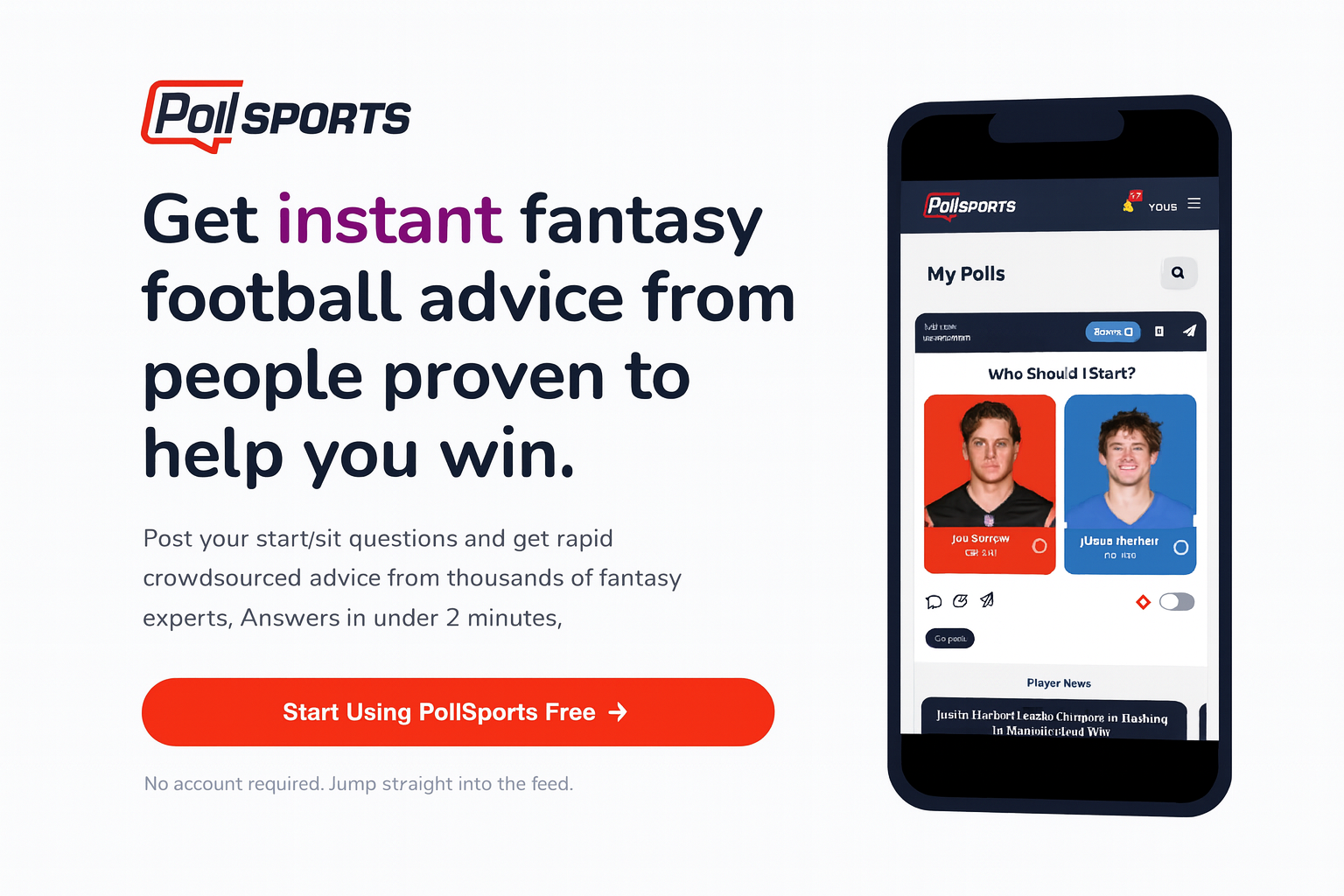 Poll Sports - Fantasy football advice that is credible and customized.
